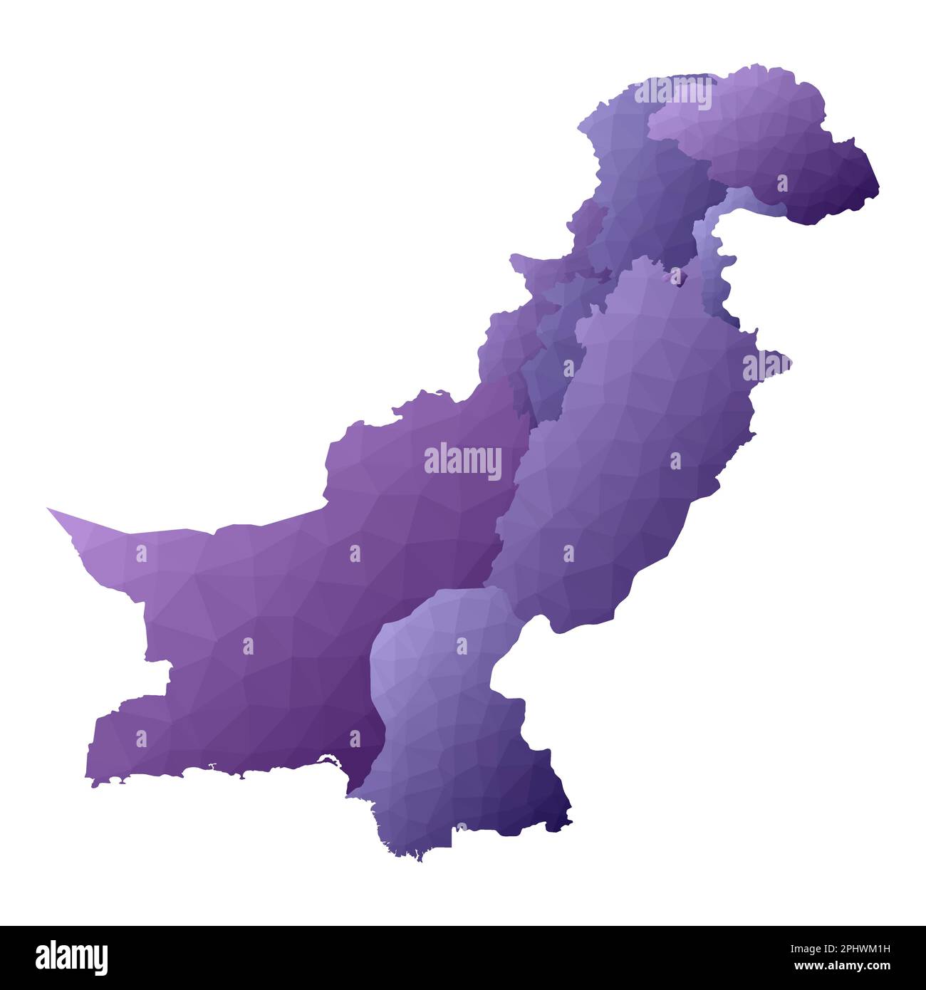 Pakistan map. Geometric style country outline. Dramatic violet vector ...