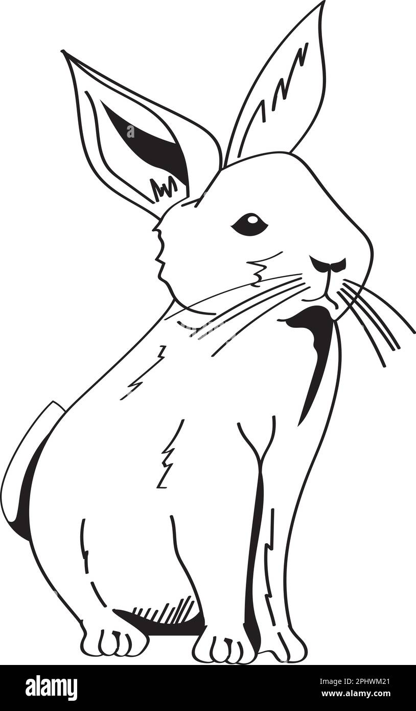 Rabbit illustration drawing engraving line Stock Vector Images - Alamy