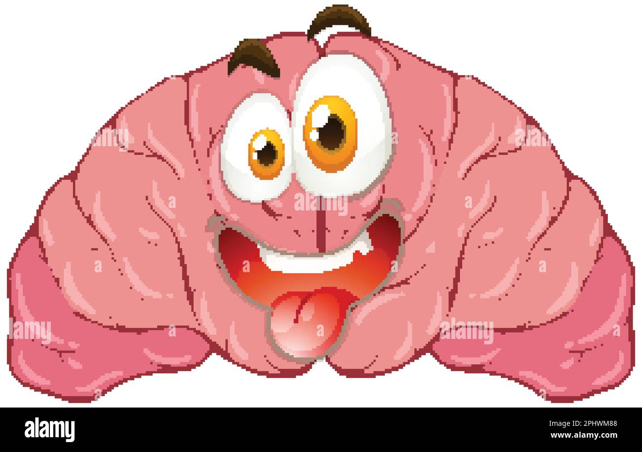 Cartoon human brain with facial expression illustration Stock Vector ...
