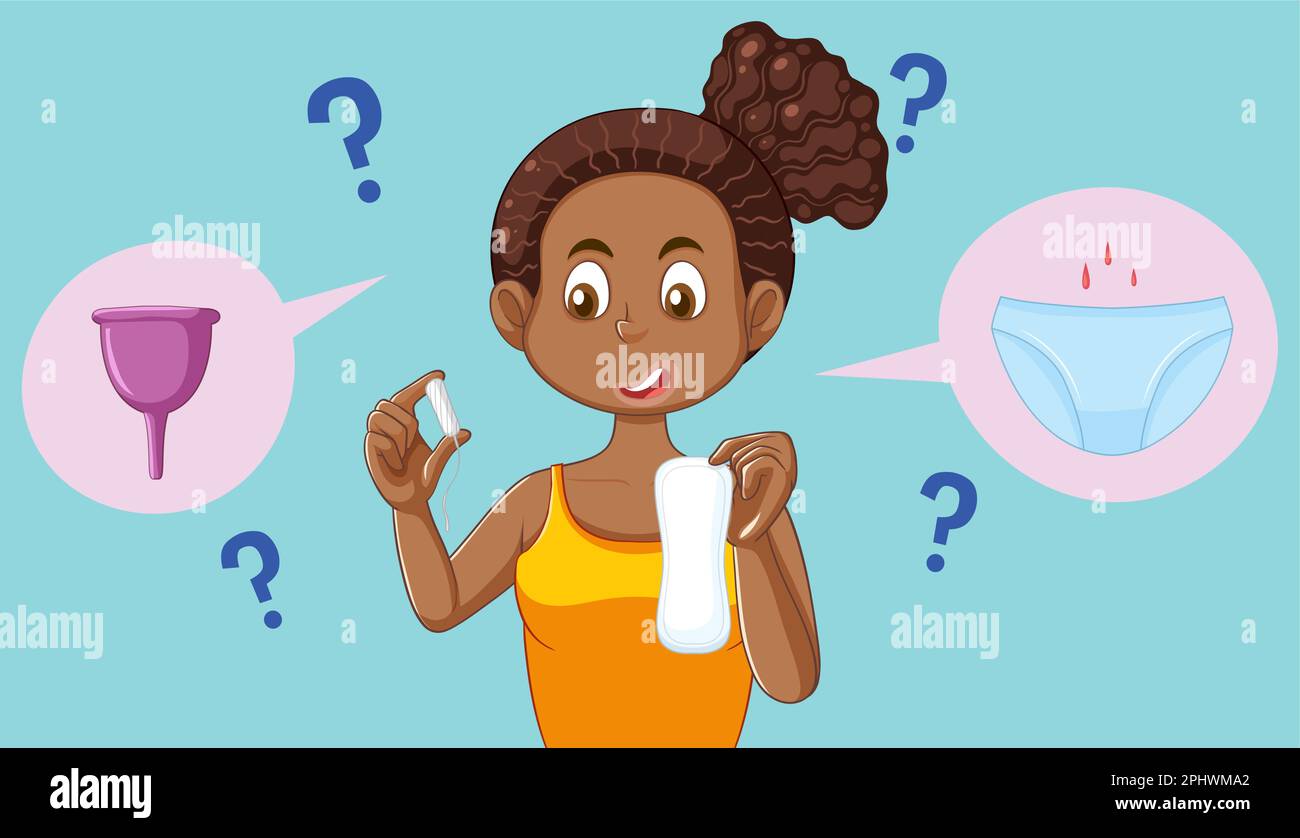 Teen Girl Experiencing First Menstruation Illustration Stock Vector