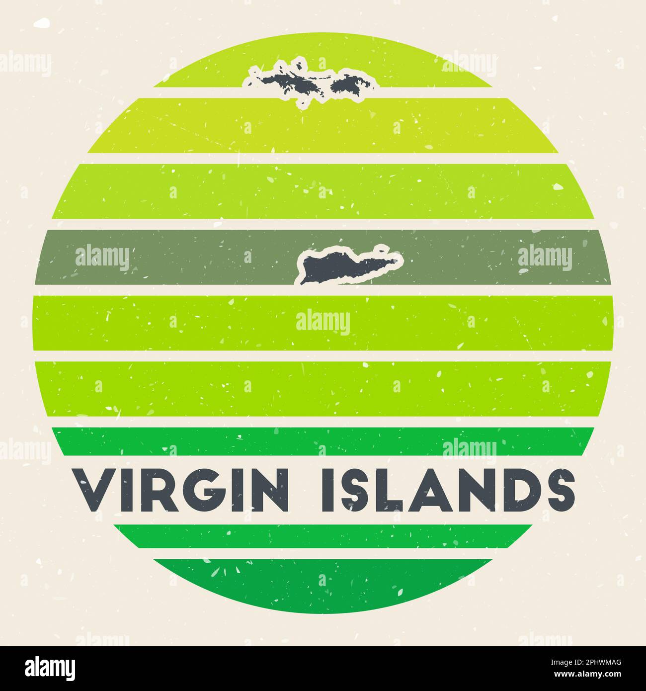 Virgin Islands logo. Sign with the map of the island and colored ...