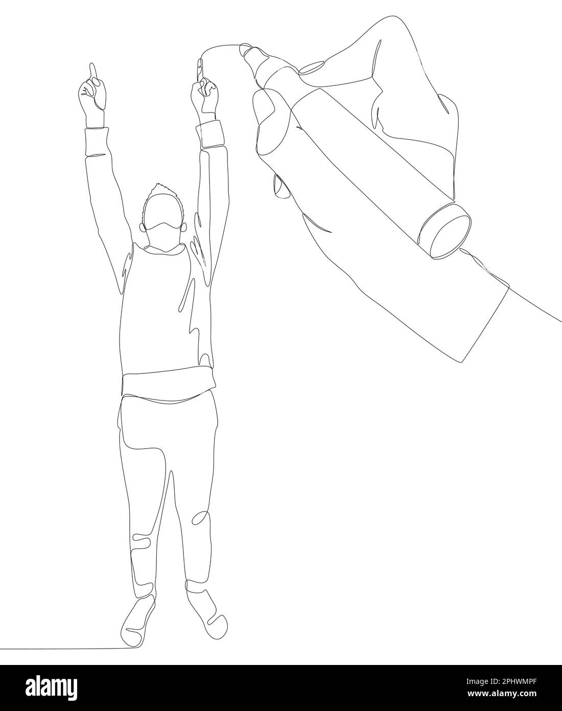 One Continuous Line Of Man Pointing Drawn With A Pencil Felt Tip Pen Thin Line Illustration