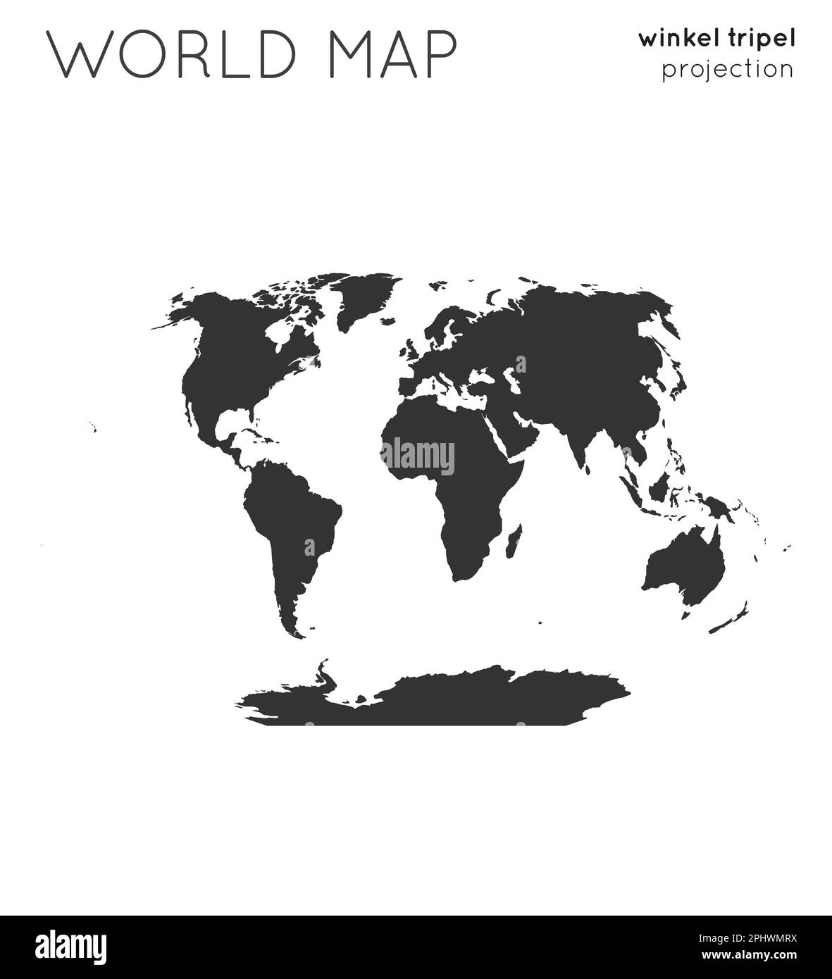 World map. Globe in Winkel tripel projection, plain style. Modern ...
