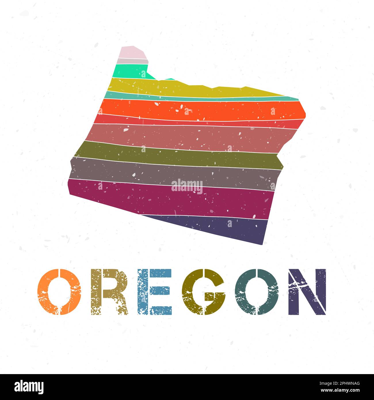 Oregon map design. Shape of the US state with beautiful geometric waves ...
