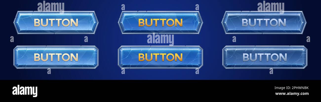 Medieval Ui Game Scratched Button With Silver Frame Fantasy Rpg Title Sign Design On Dark