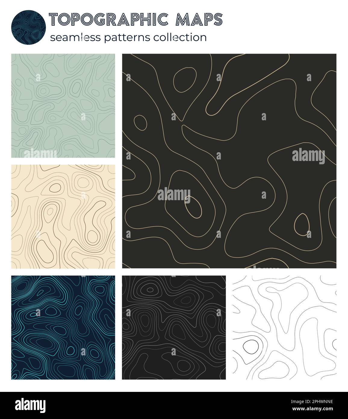 Topographic maps. Beautiful isoline patterns, seamless design. Superb ...