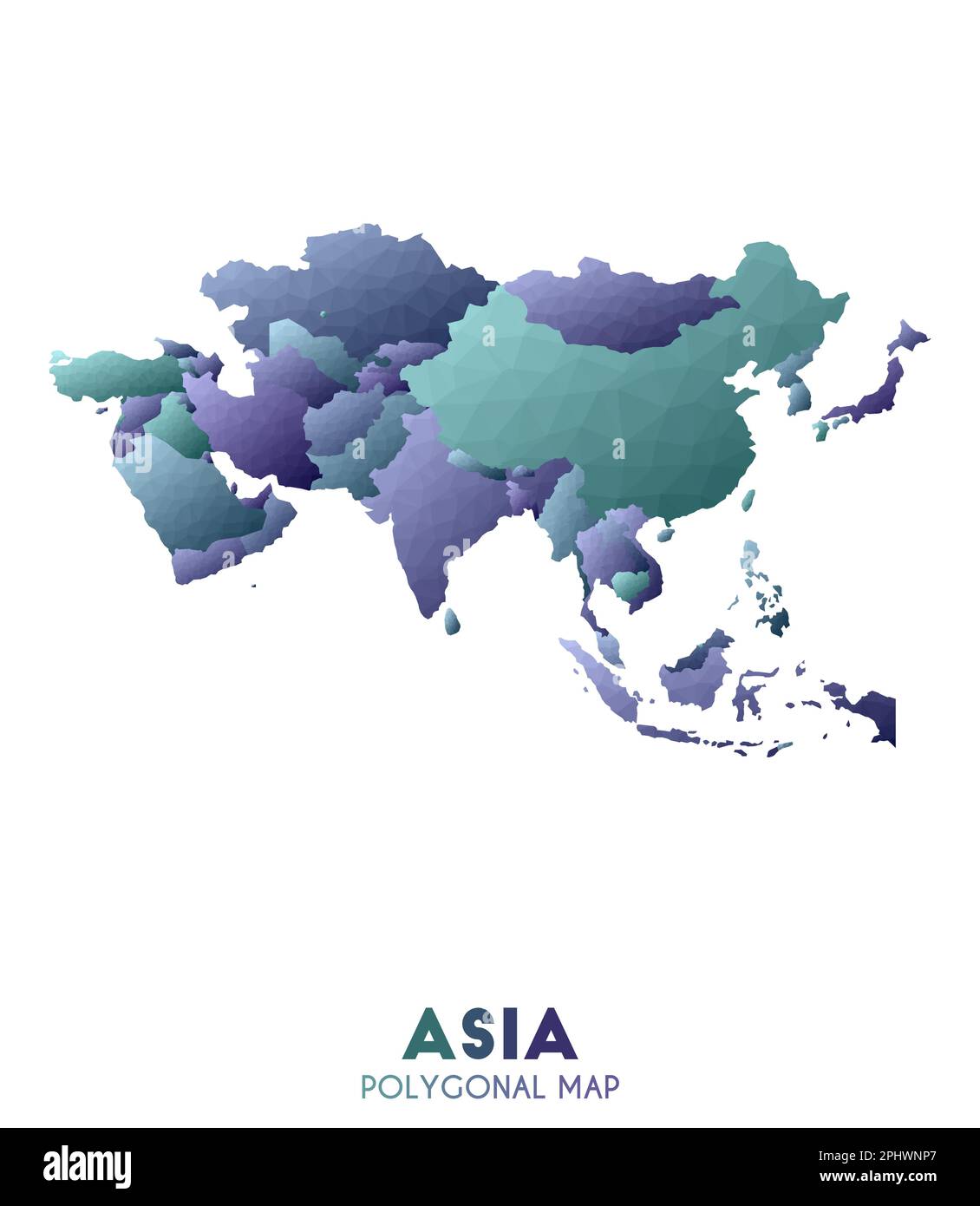 Asia Map. Actual low poly style continent map. Extra vector ...