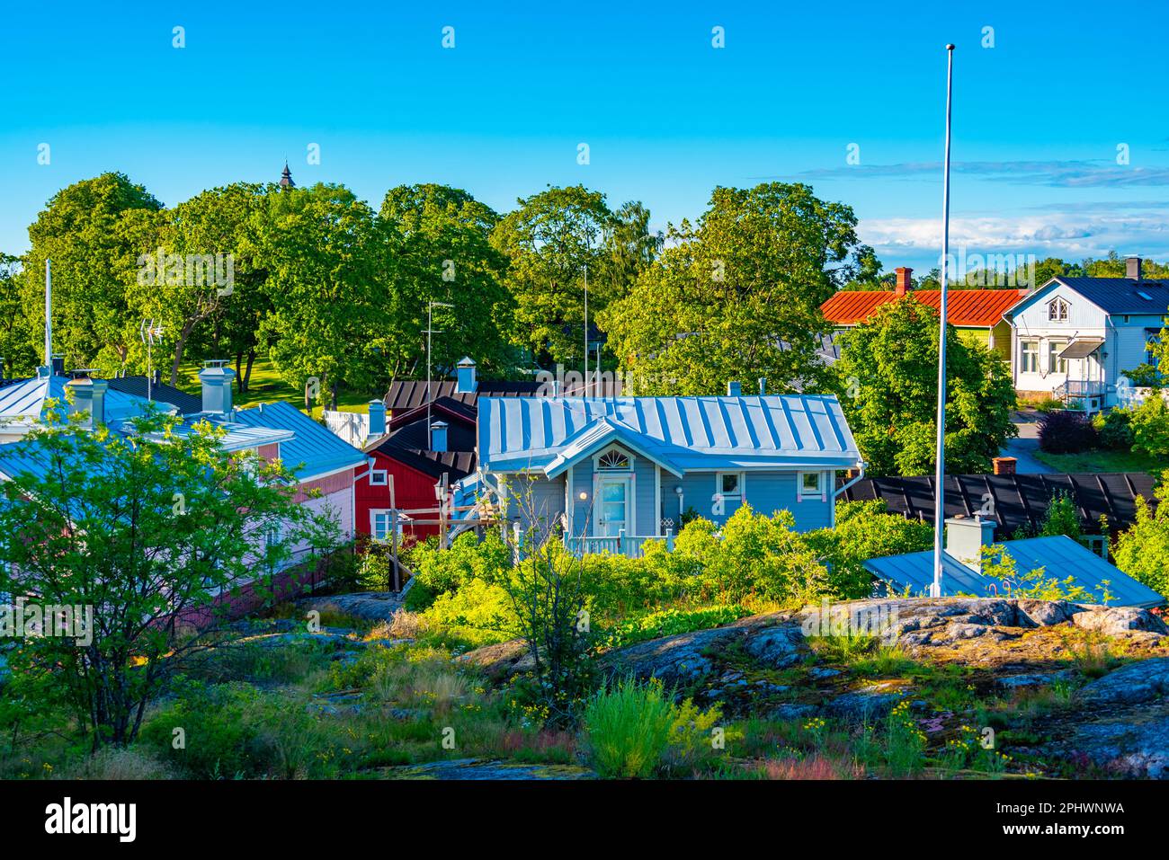 Colorful timber street in Naantali in Finland Stock Photo - Alamy
