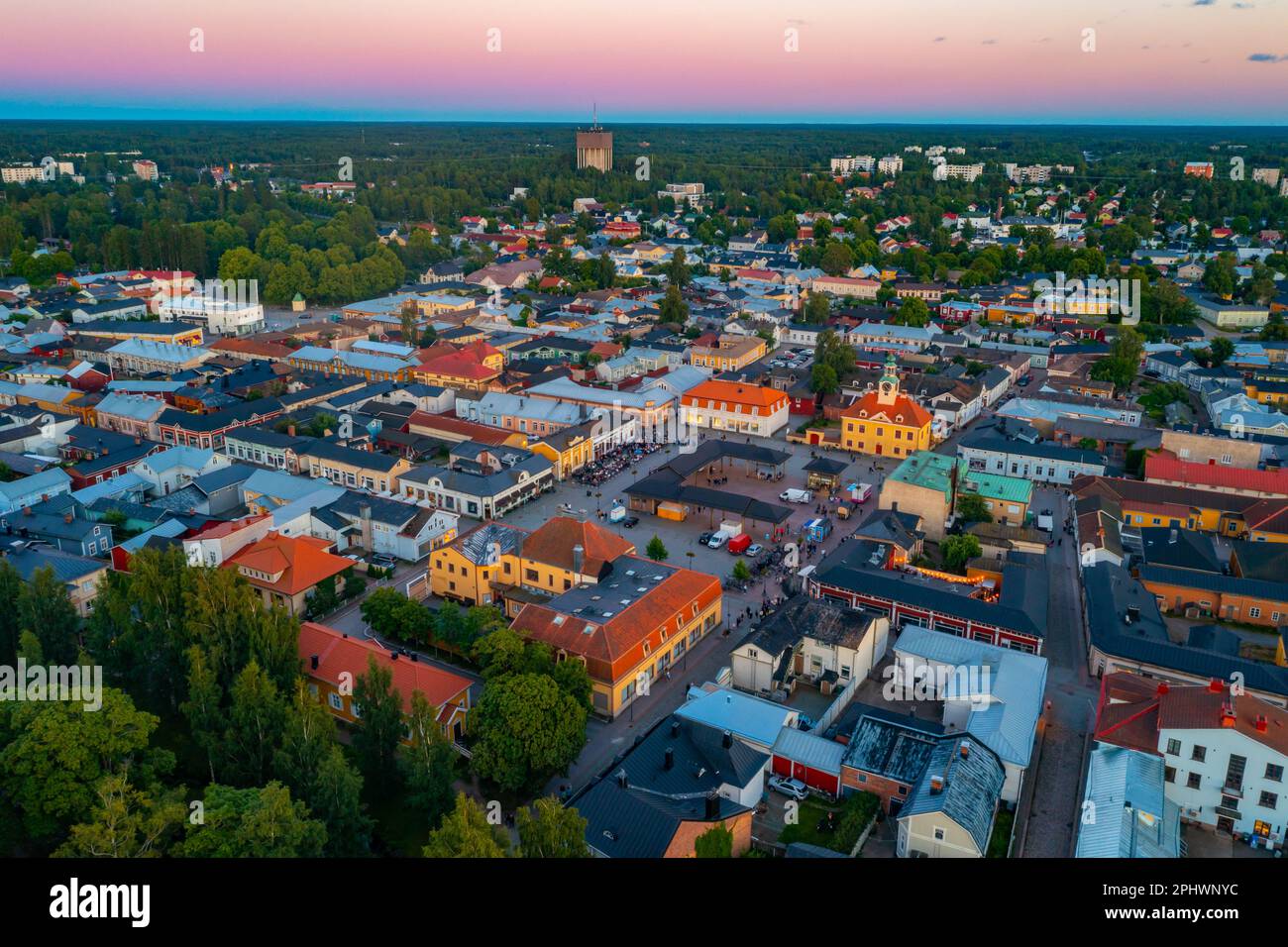Sunset panorama of Finnish town Rauma Stock Photo - Alamy