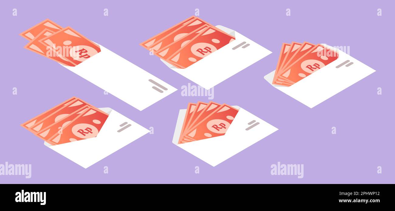 Indonesian Rupiah Money in Envelope Isometric Icon Stock Vector Image ...
