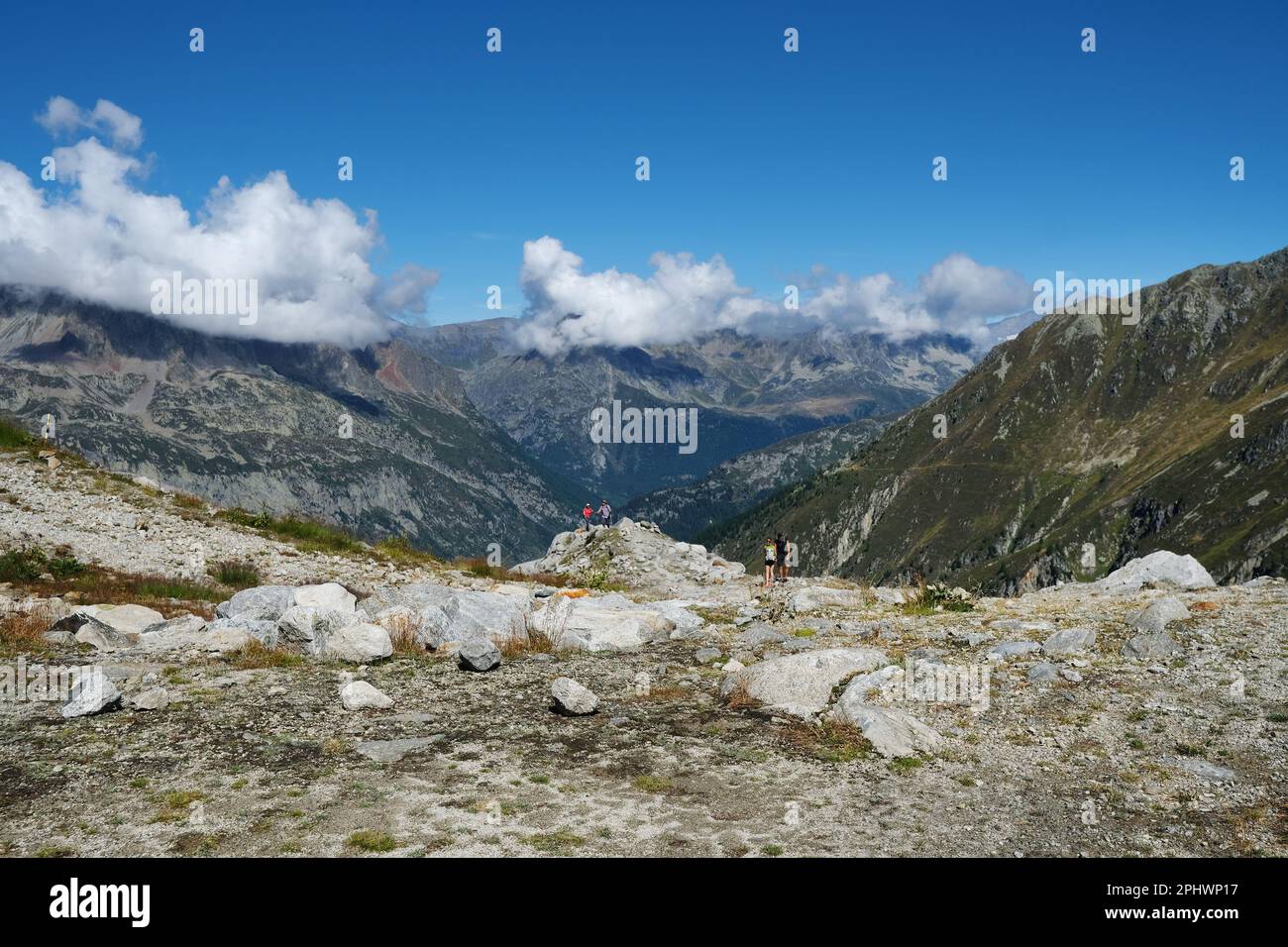 On the trail to Argentiere Glacier, Chamonix area, Haute Savoie, France ...