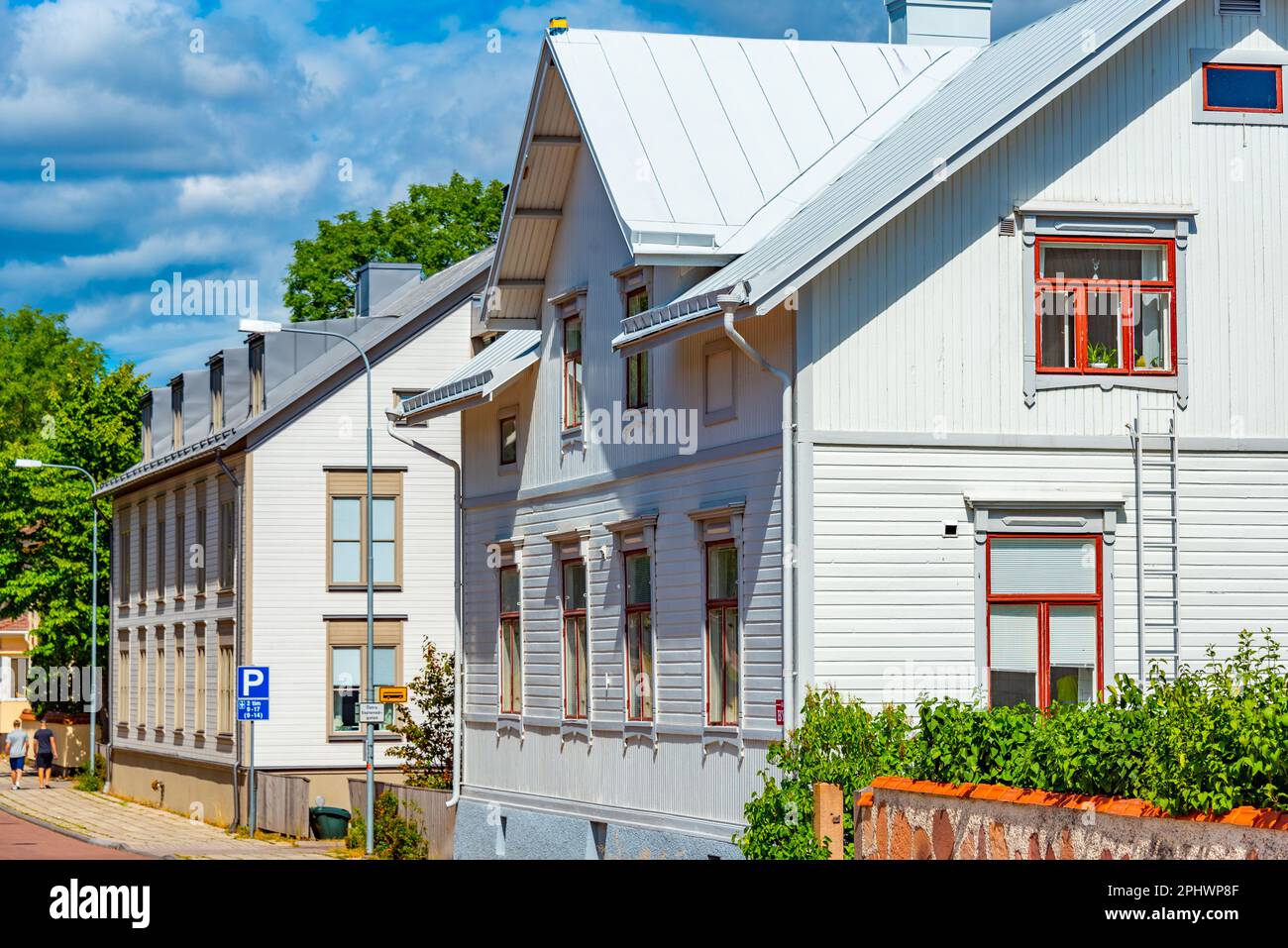 Timber houses in Finnish town Mariehamn Stock Photo - Alamy