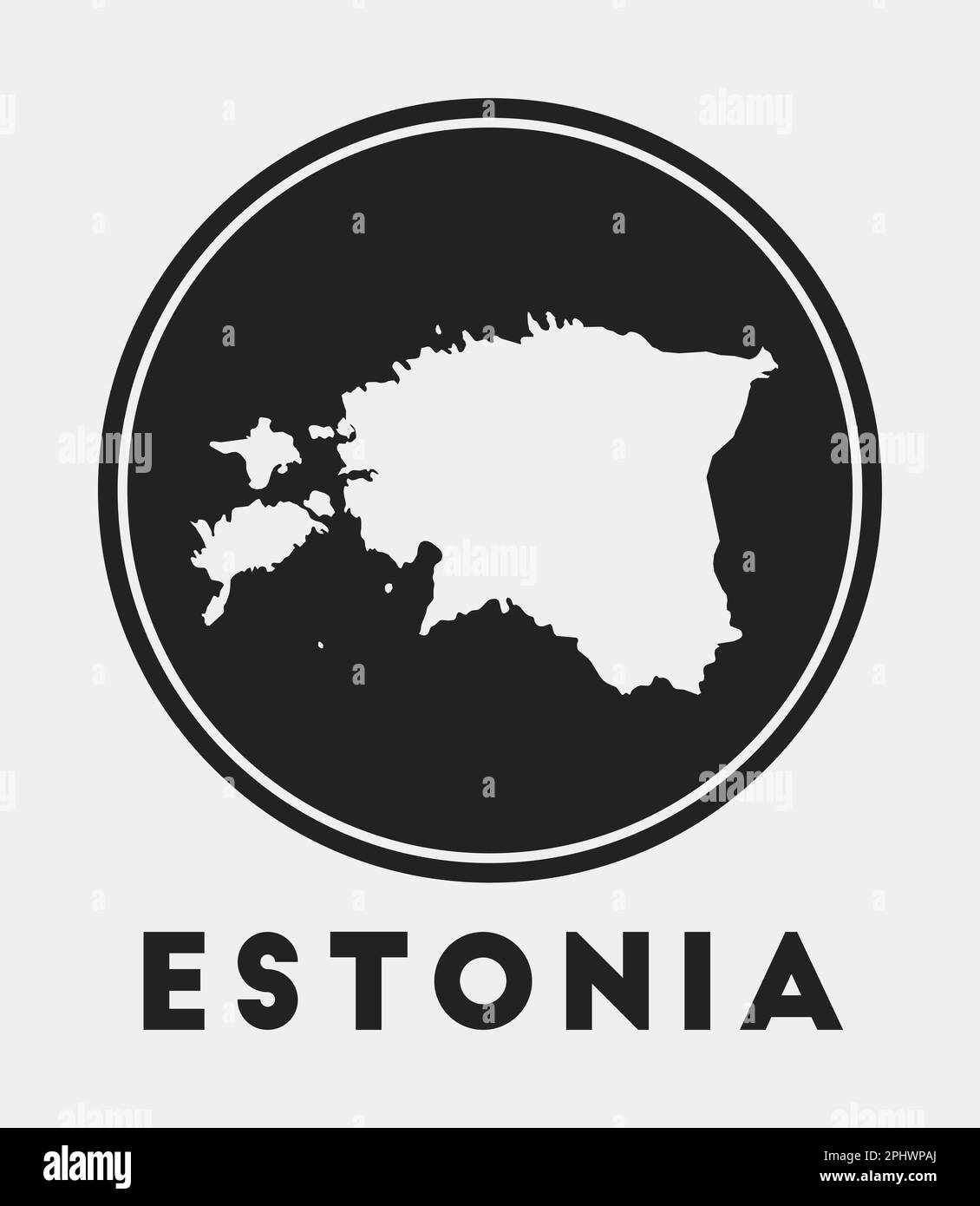 Estonia icon. Round logo with country map and title. Stylish Estonia ...