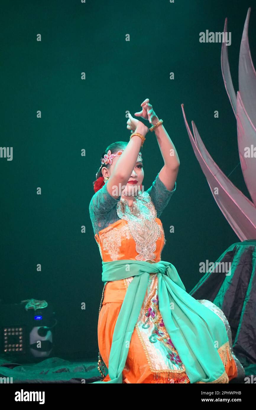 Indonesian perform loh jinawi dance. This dance symbolizes peace ...