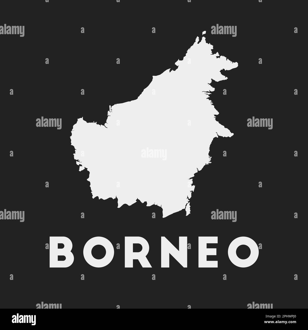 Borneo icon. Island map on dark background. Stylish Borneo map with ...