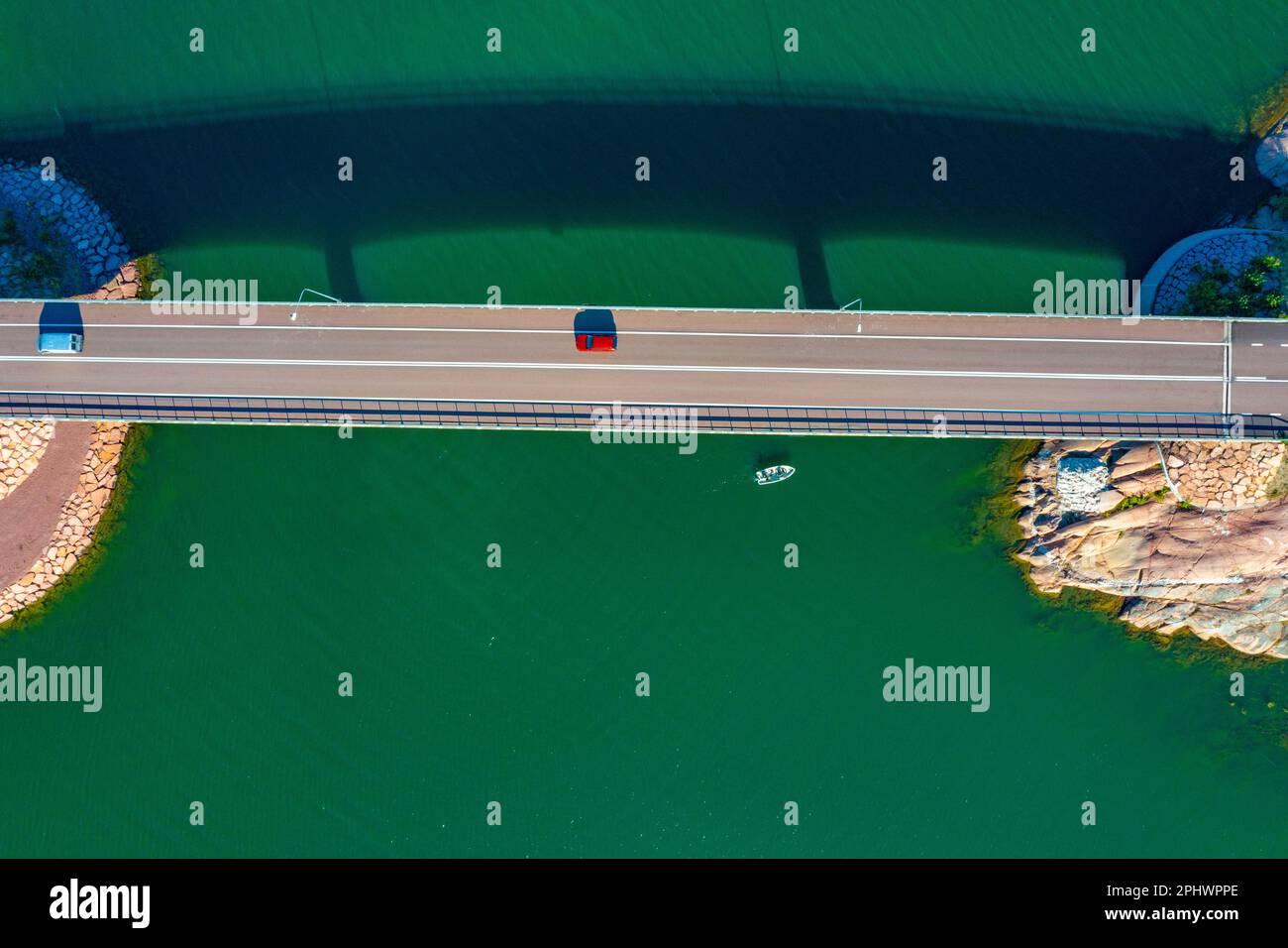 Panorama view of a bridge on a road between Hammarland and EckerГ¶ at ...