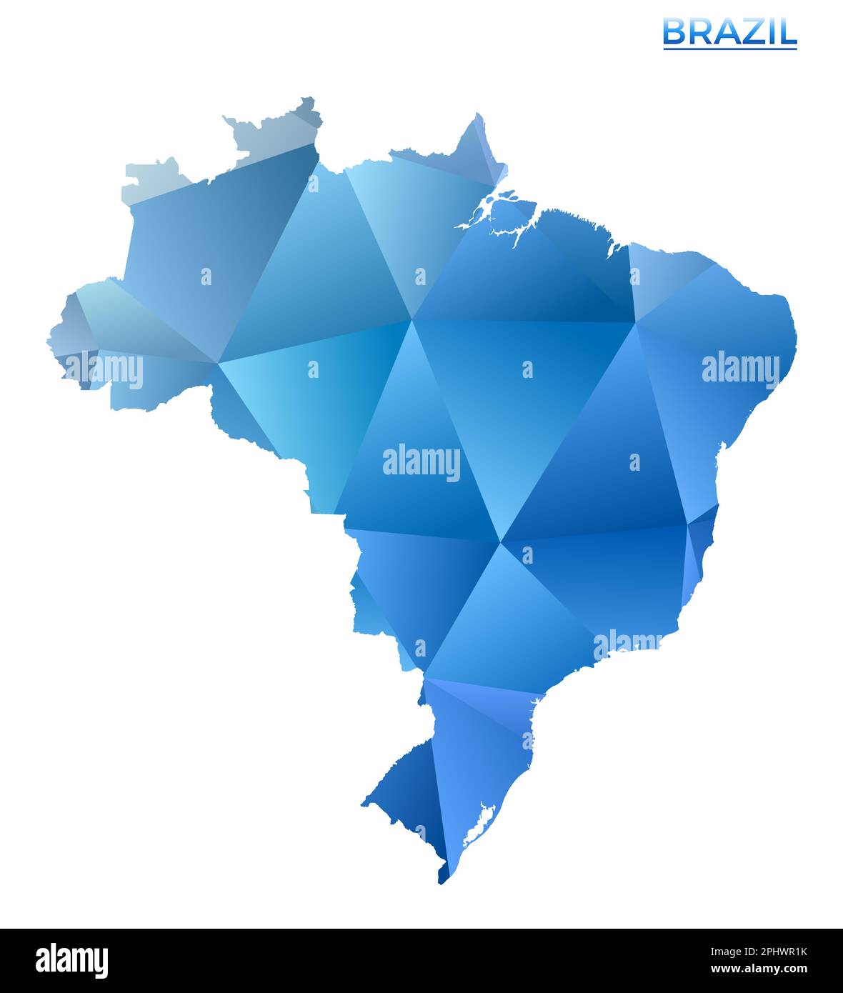 Vector polygonal Brazil map. Vibrant geometric country in low poly style. Awesome illustration ...