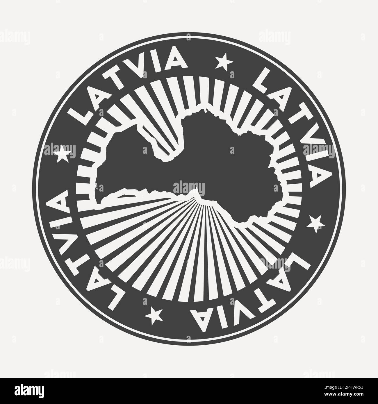 Latvia round logo. Vintage travel badge with the circular name and map of country, vector ...