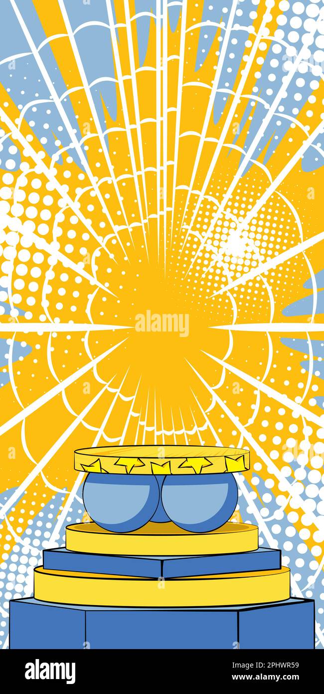 Comic book yellow and blue product podium banner. Pop Art Stage for ...