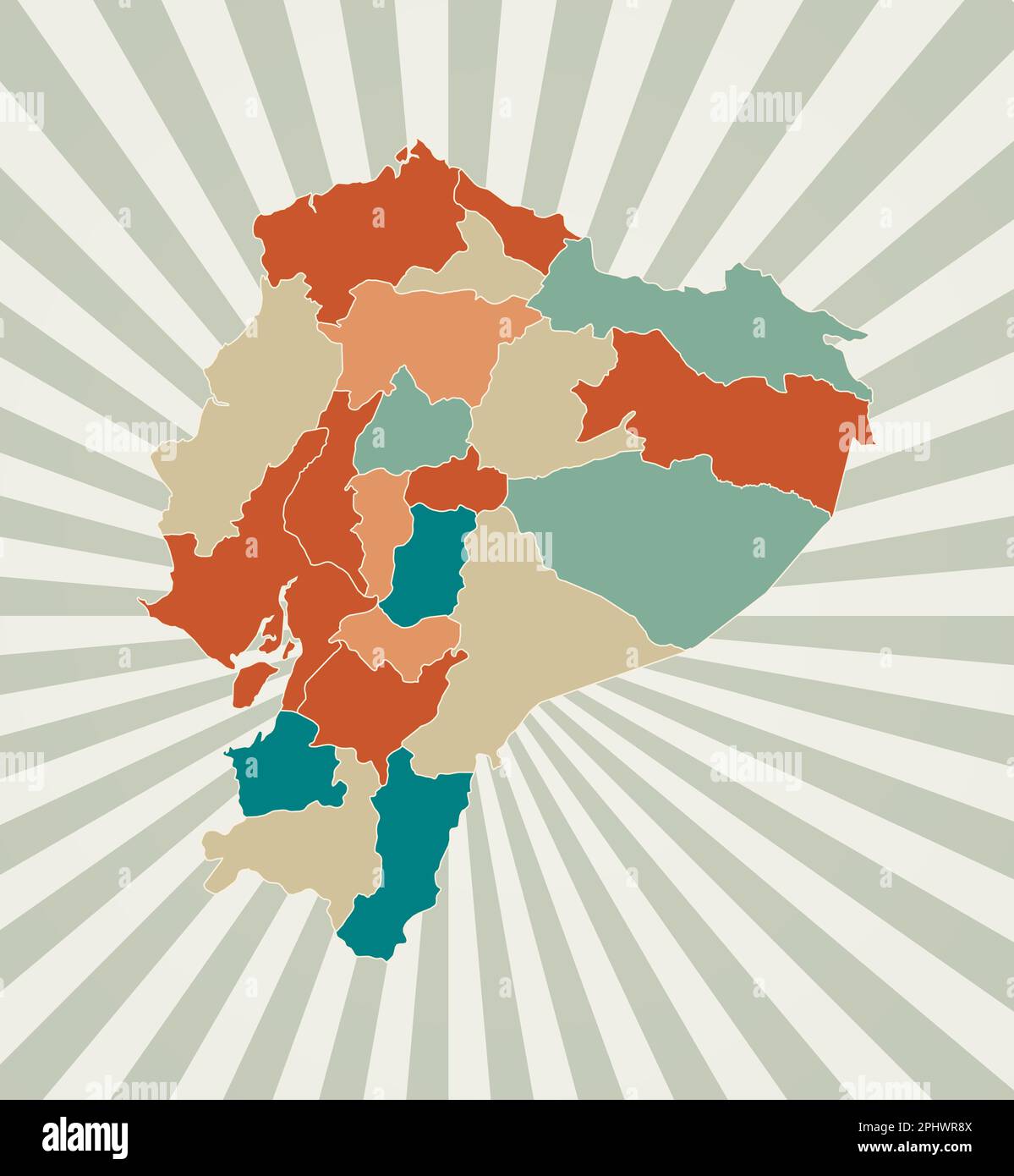 Ecuador map. Poster with map of the country in retro color palette ...