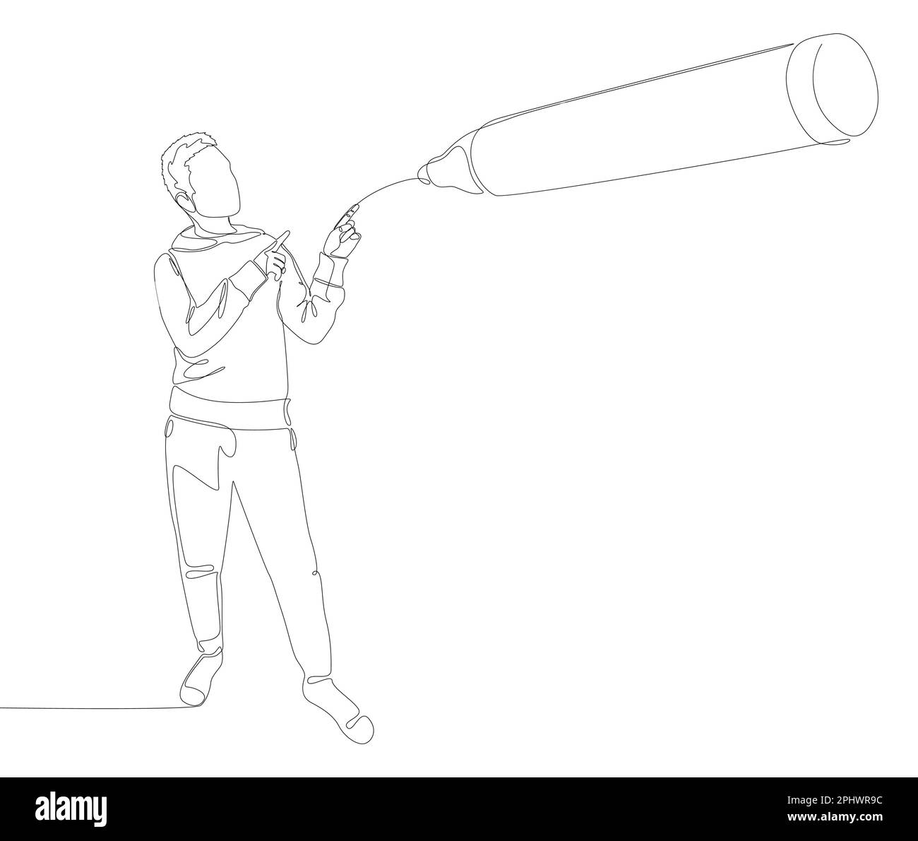 One Continuous Line Of Man Pointing Drawn With A Pencil Felt Tip Pen