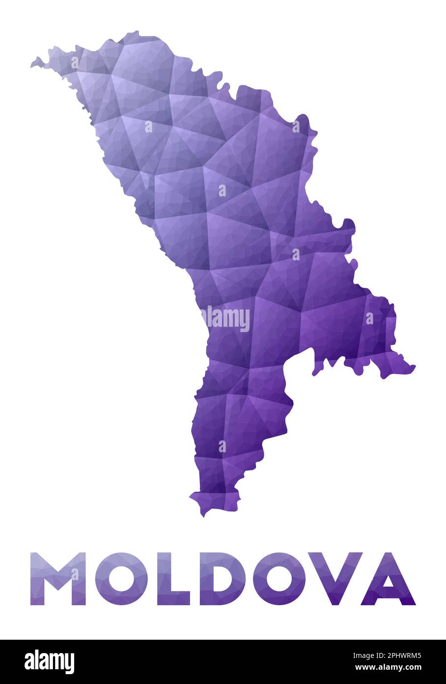 Map of Moldova. Low poly illustration of the country. Purple geometric ...