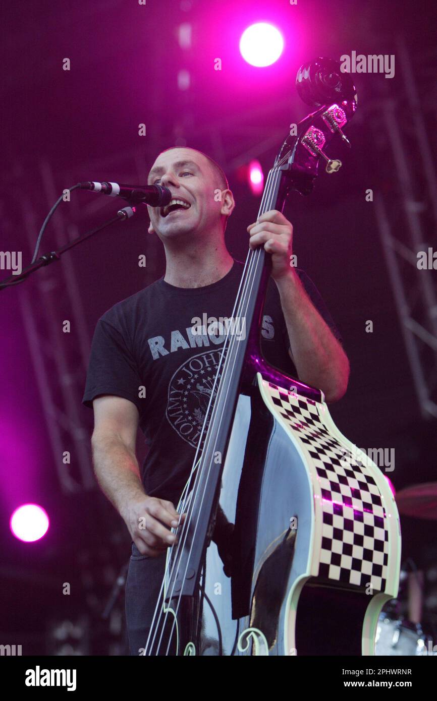 Scott Owen The Living End performing live in concert at ANZ Stadium as ...