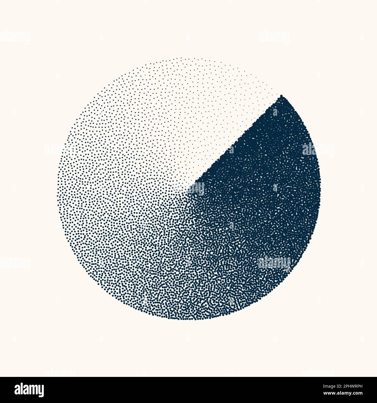 Round shaped dotted object, vintage stipple element. Fading gradient ...