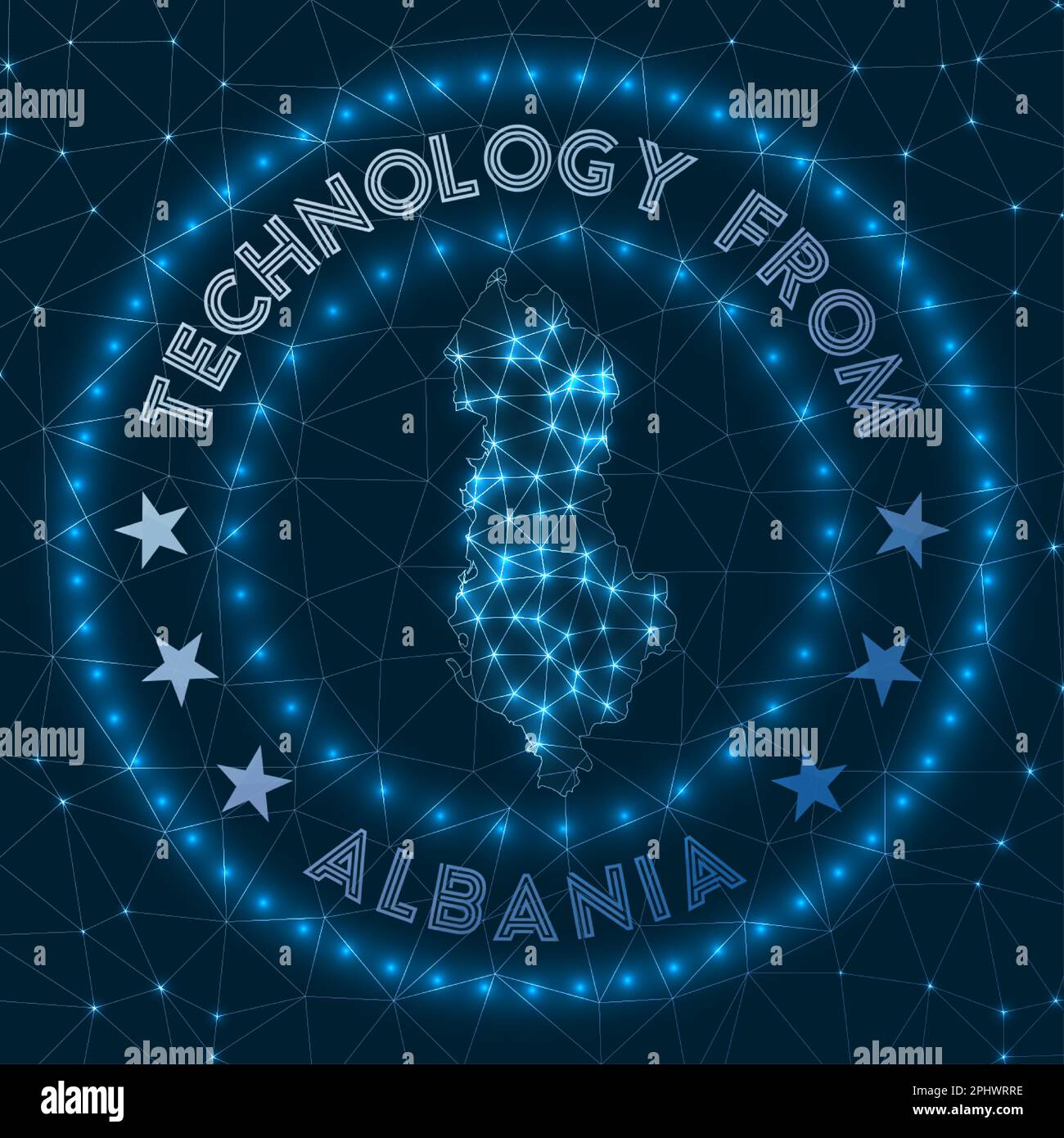 Technology From Albania. Futuristic geometric badge of the country ...