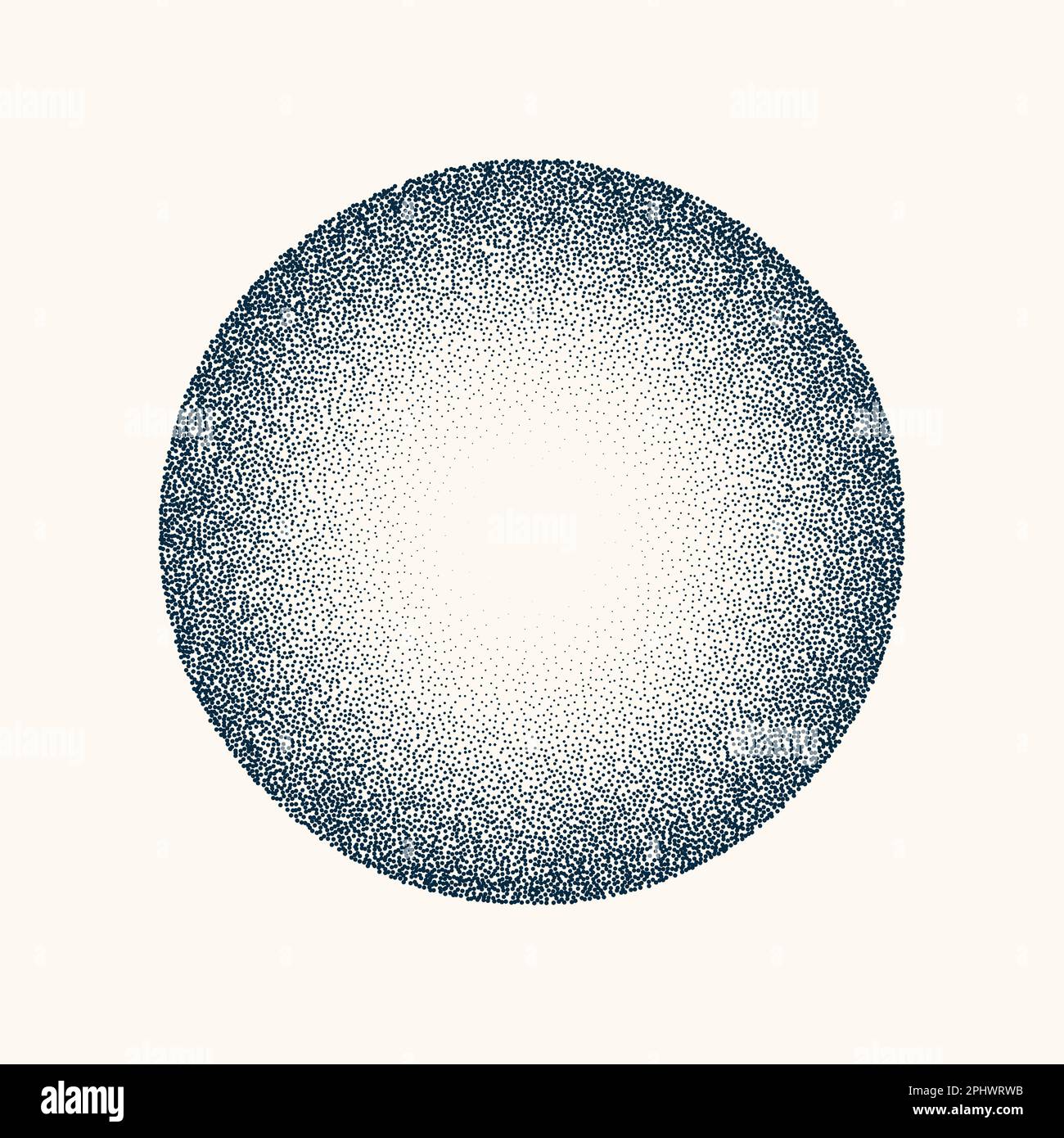 Round shaped dotted object, vintage stipple element. Fading gradient ...
