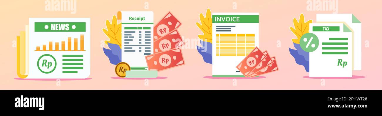 Indonesian Rupiah Receipt and Documents Illustration Stock Vector Image ...