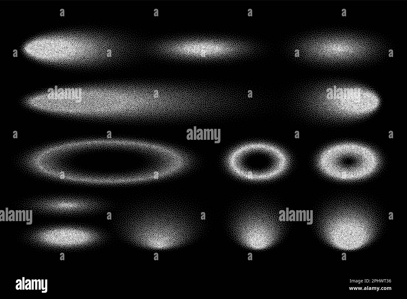 Stipple shadows set, dotted design elements. Fading gradient. Stippling ...