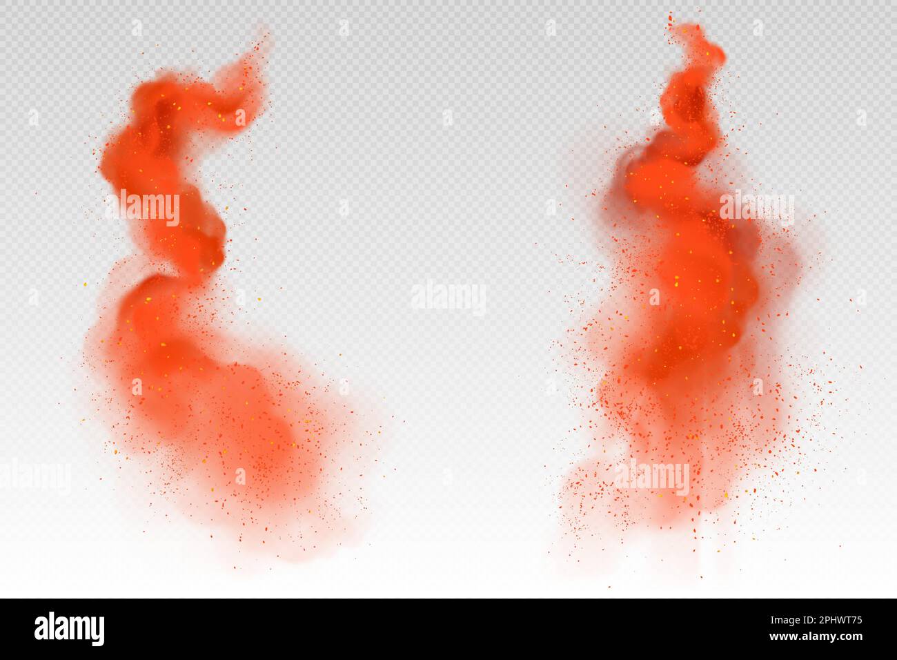Realistic set of red dust clouds isolated on transparent background ...
