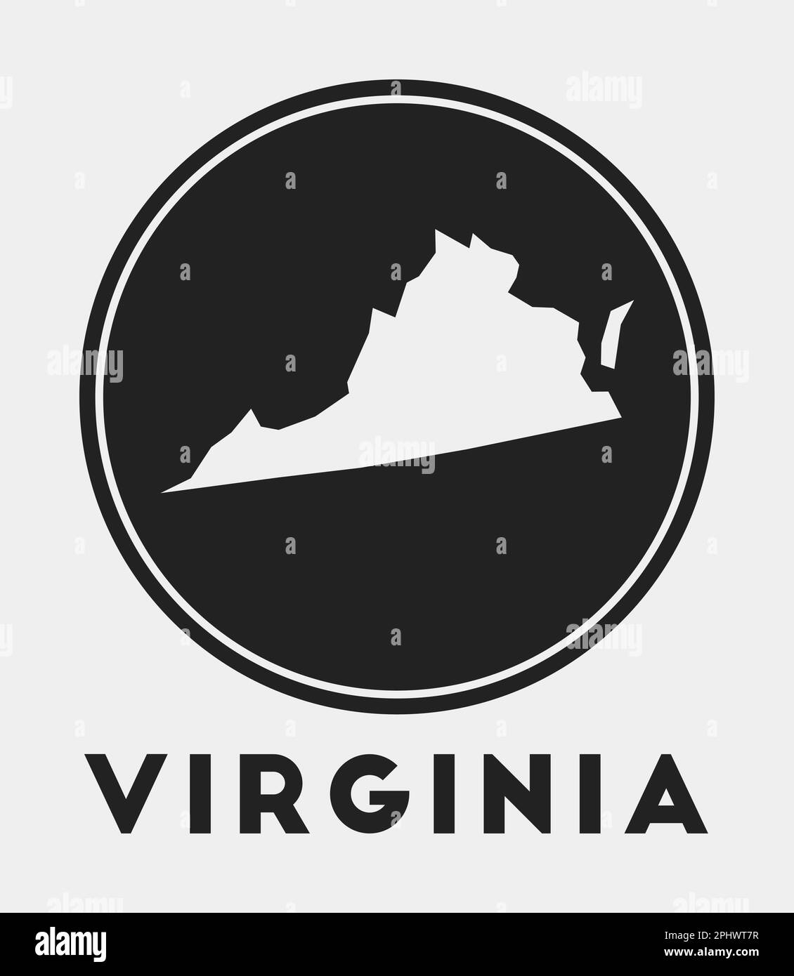 Virginia icon. Round logo with US state map and title. Stylish Virginia ...