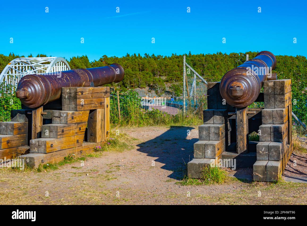 Cannons at Bomarsund fortress at Aland islands in Finland Stock Photo ...