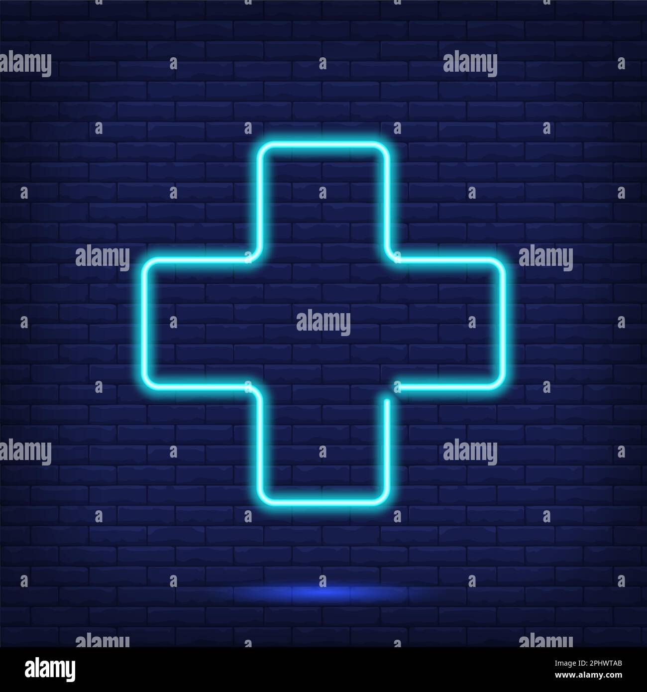 Plus and cross neon sign. Medical, pharmacy and health symbol. Night ...