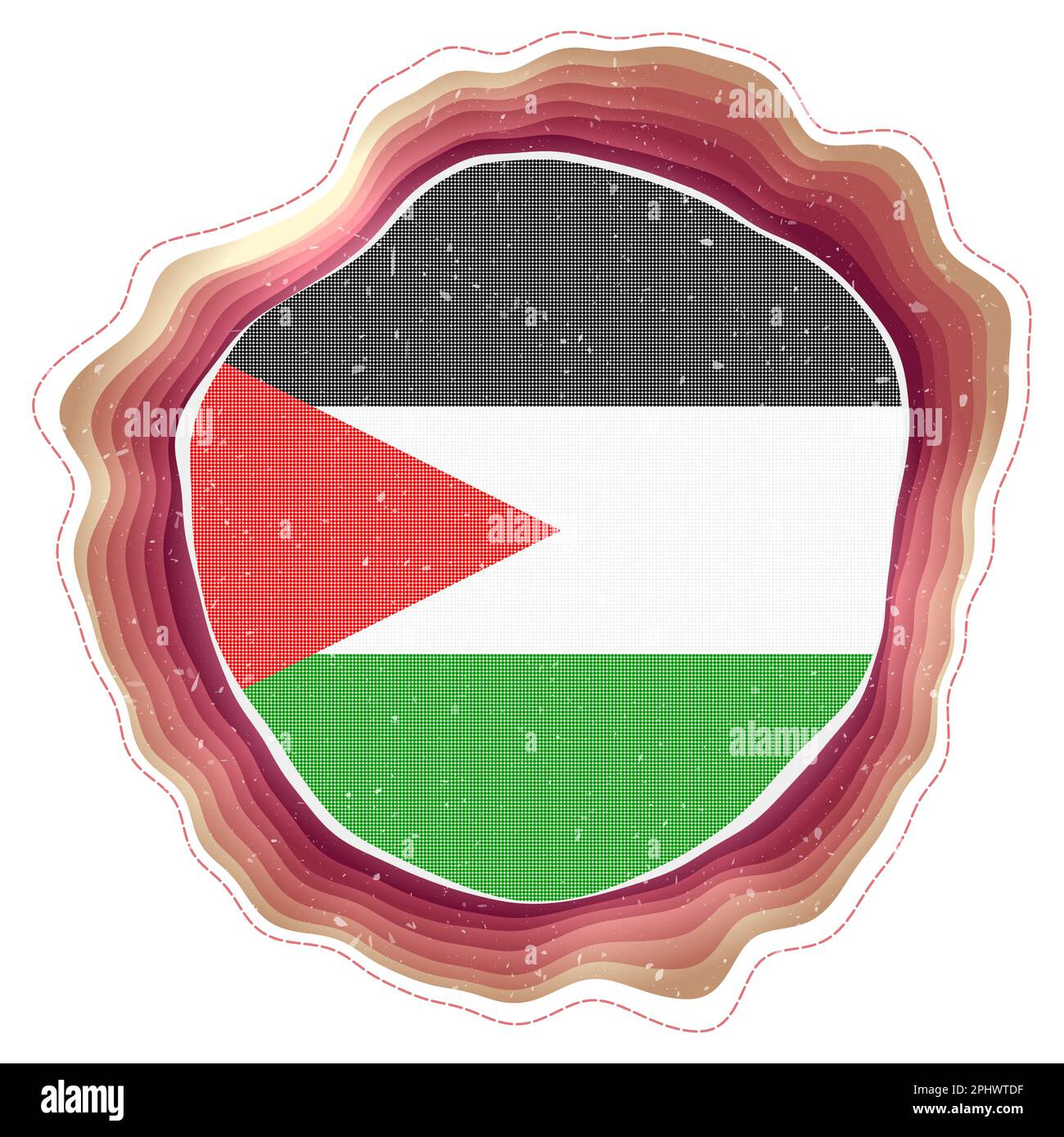 Palestine flag in frame. Badge of the country. Layered circular sign ... Palestine flag in frame. Badge of the country. Layered circular sign ...
