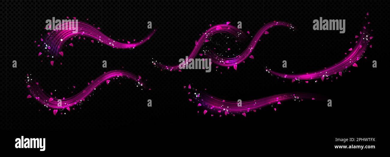 Pink magic glitter light fragrance flow effect. 3d fly flower petal ...