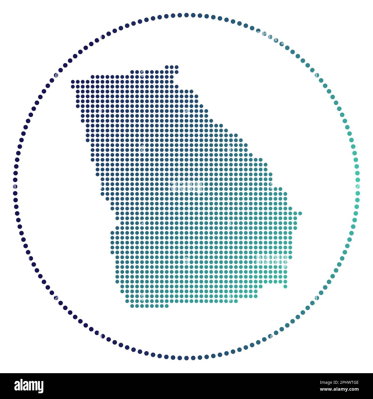Georgia digital badge. Dotted style map of Georgia in circle. Tech icon ...