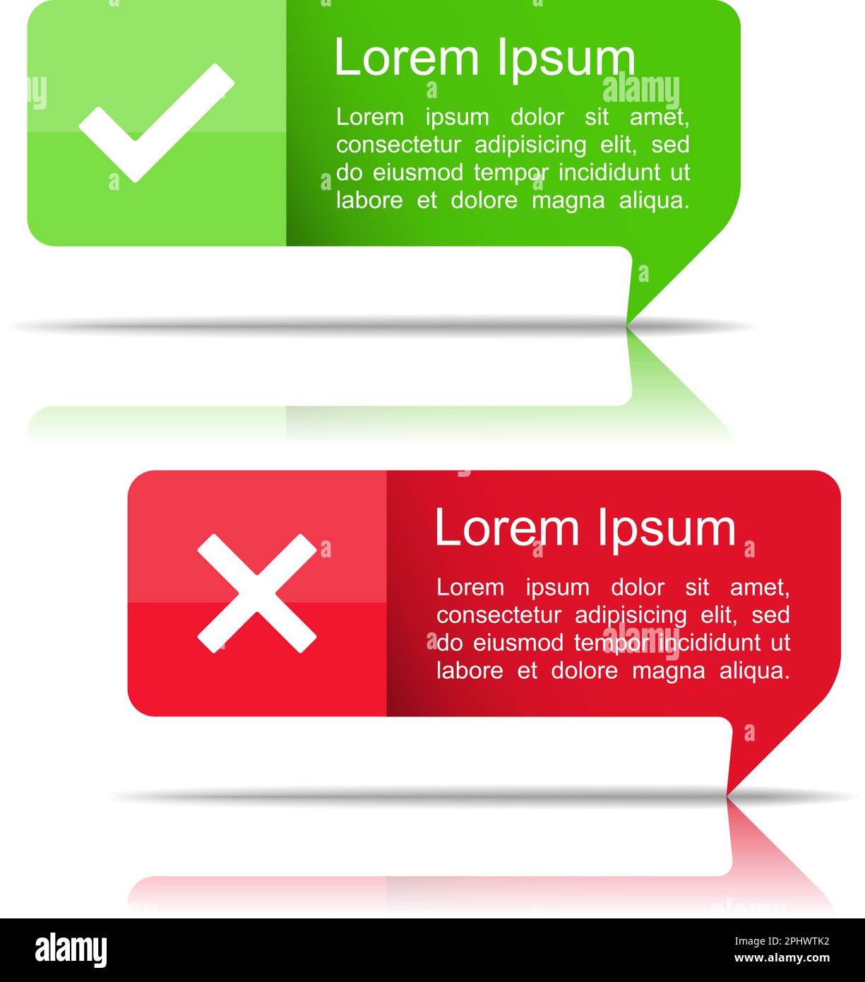 Banners with check and cross symbols, vector eps10 illustration Stock ...