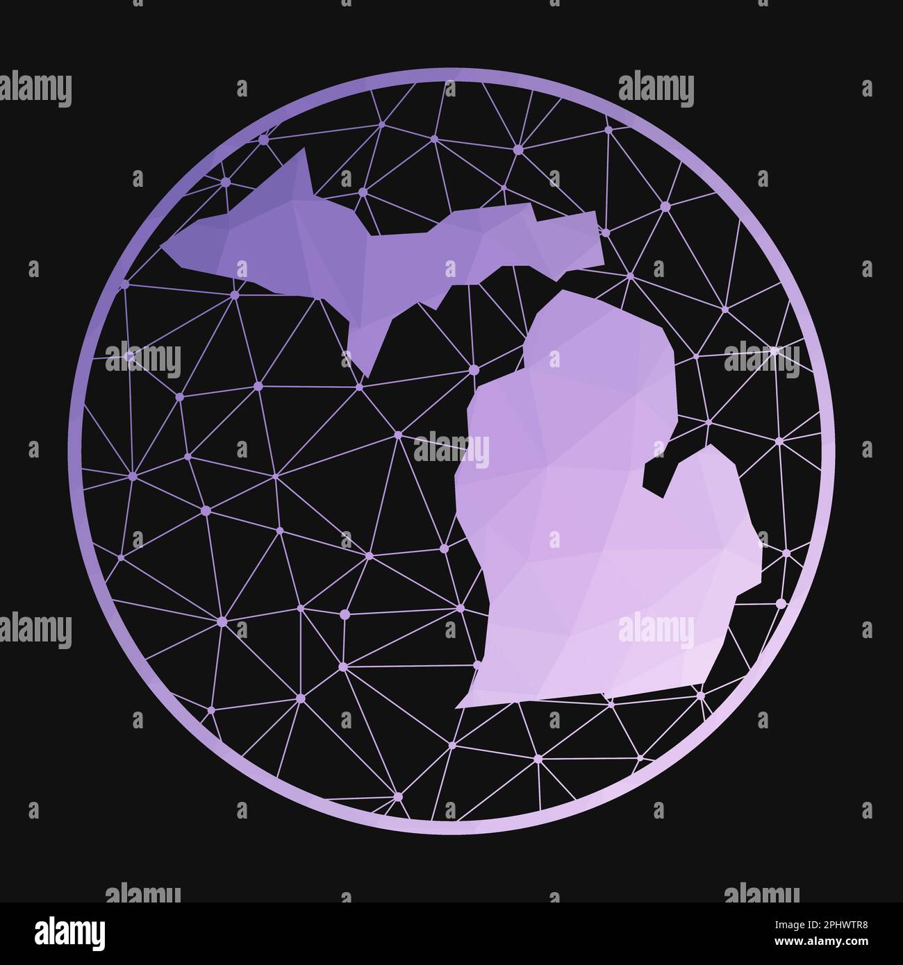 Michigan icon. Vector polygonal map of the US state. Michigan icon in ...