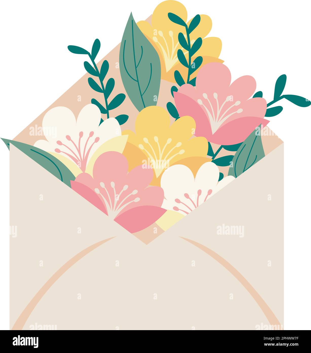 flowers in envelope letter Stock Vector Image & Art - Alamy