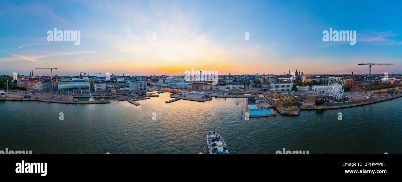 Sunset panorama of Helsinki in Finland Stock Photo - Alamy