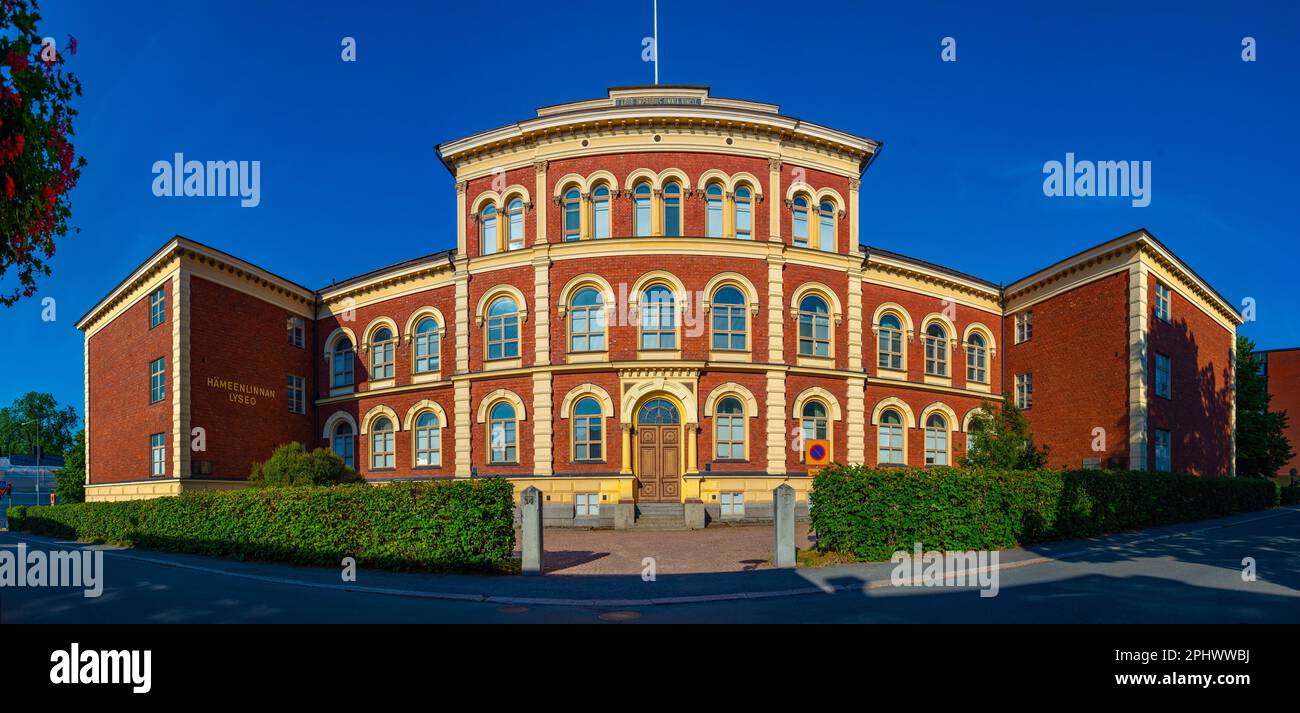 Brick building of Hämeenlinna high school in Finland Stock Photo - Alamy