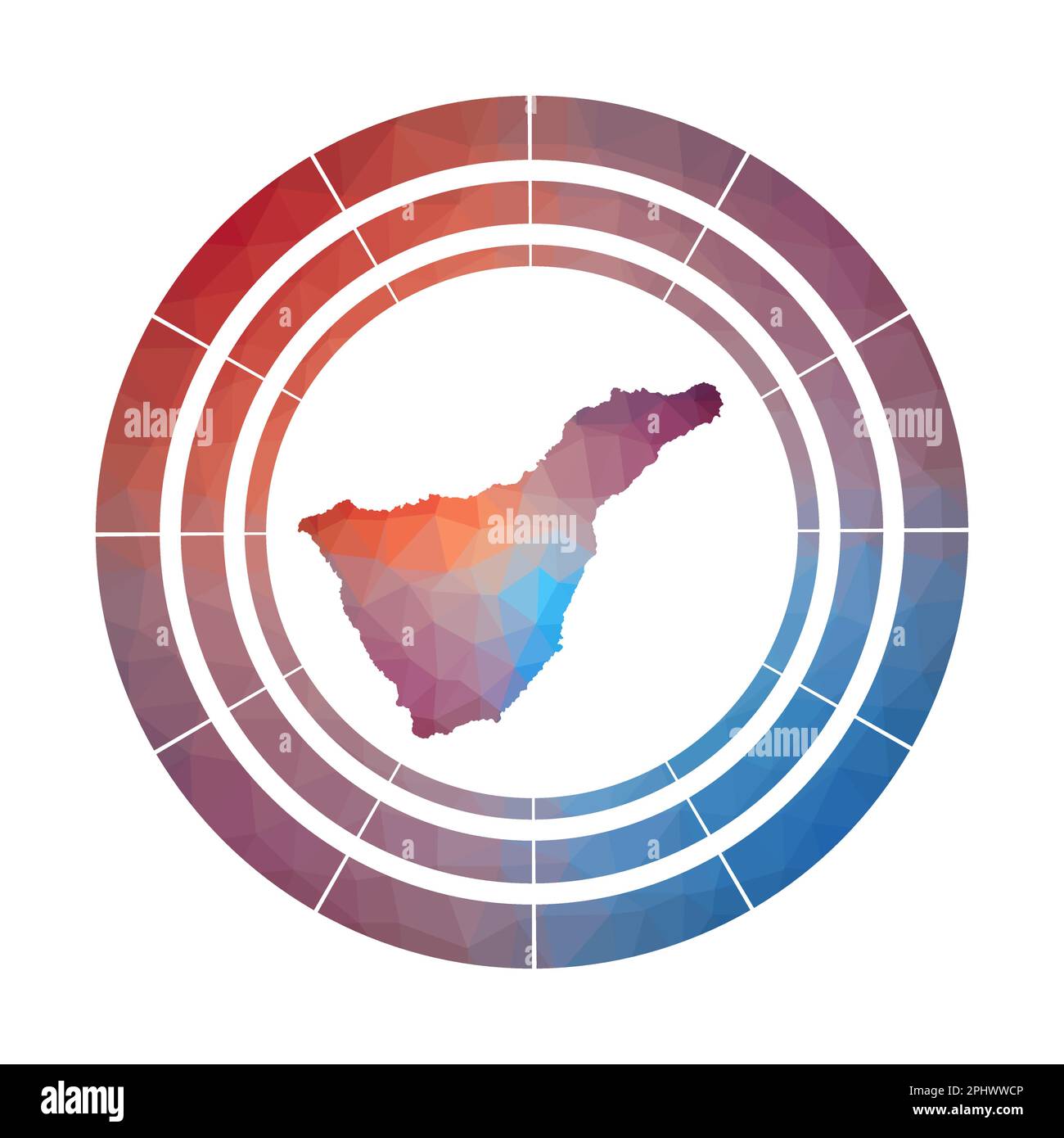 Tenerife badge. Bright gradient logo of island in low poly style Stock ...
