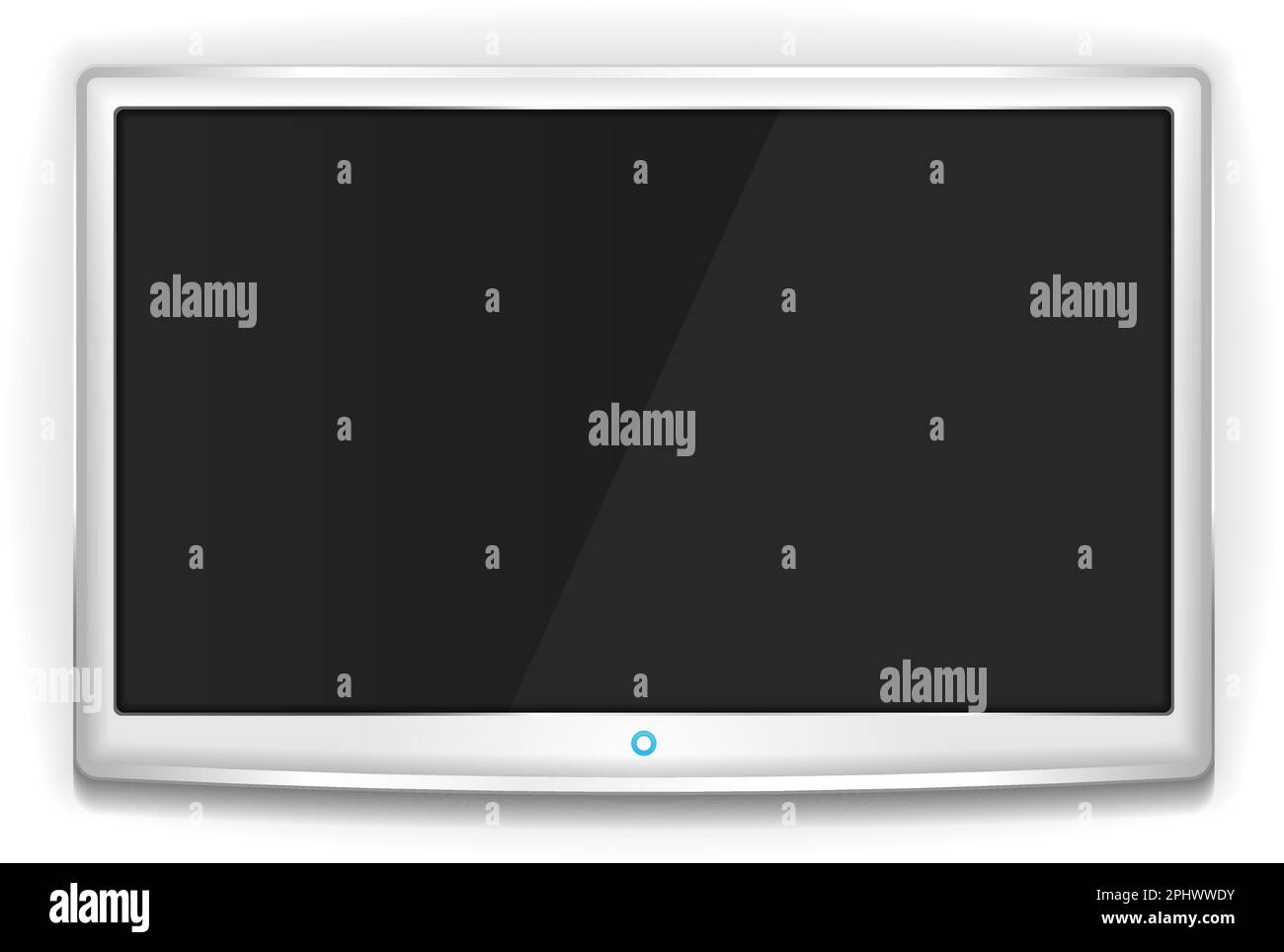 White LCD TV with metallic frame and blank screen, vector eps10 ...