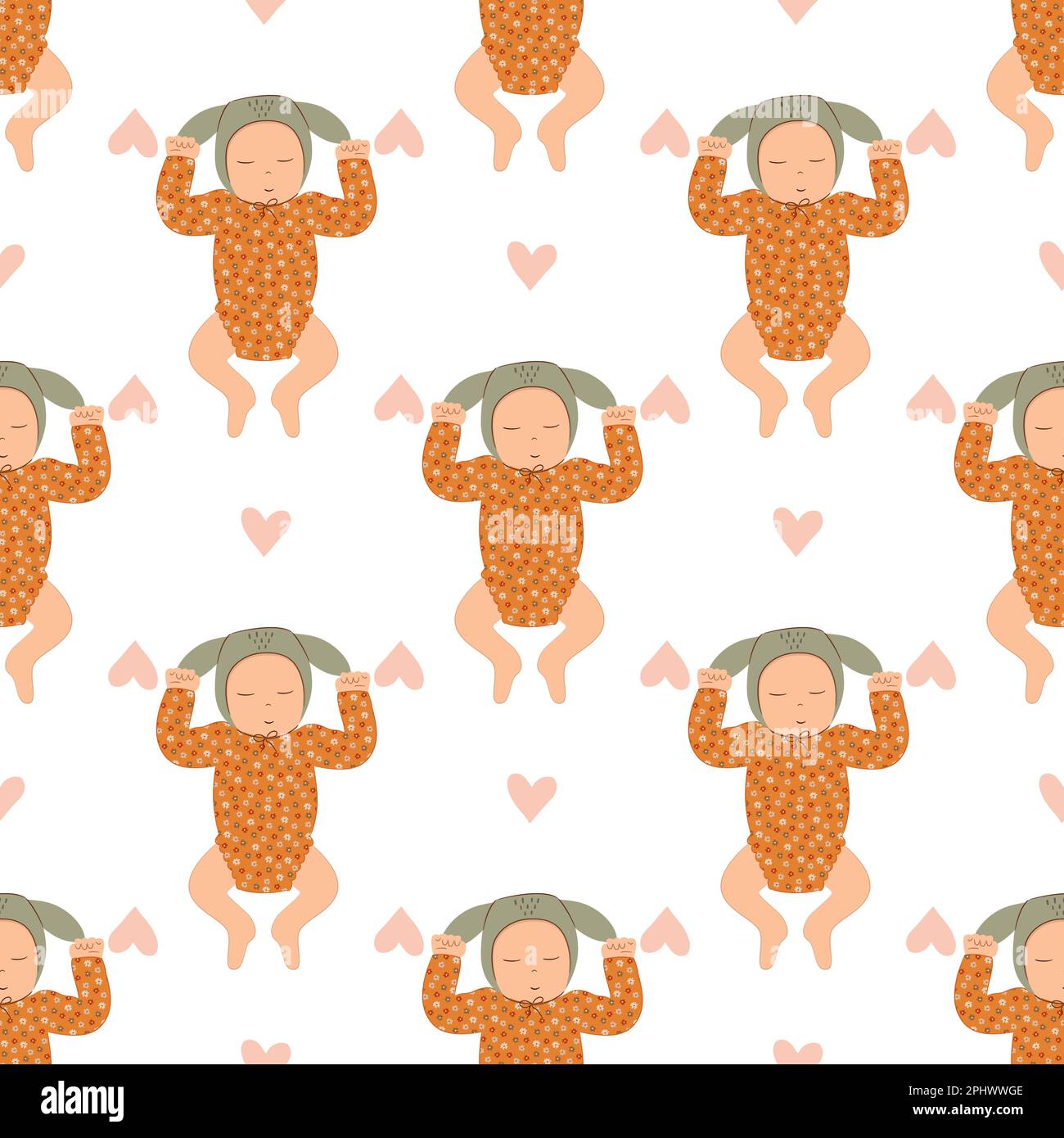 Cute baby seamless pattern for nursery arrangement. Vector illustration ...