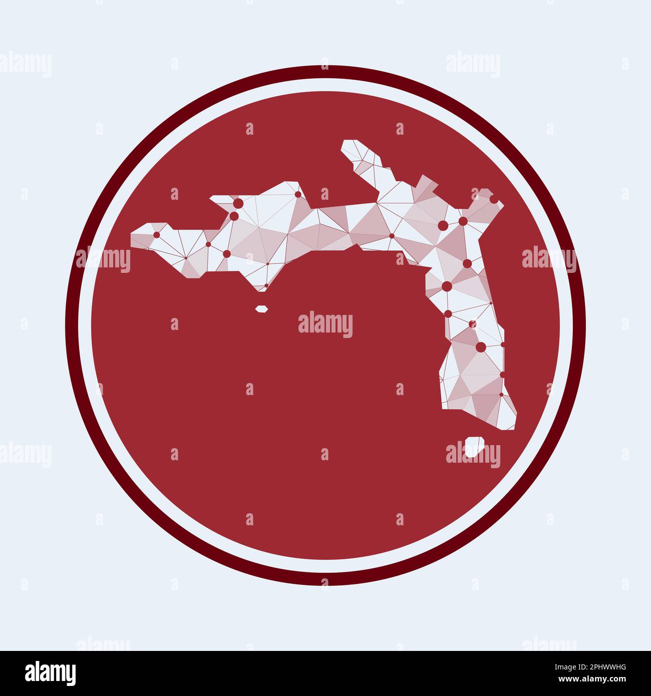 Peter Island icon. Trendy tech logo of the island. Geometric mesh round ...