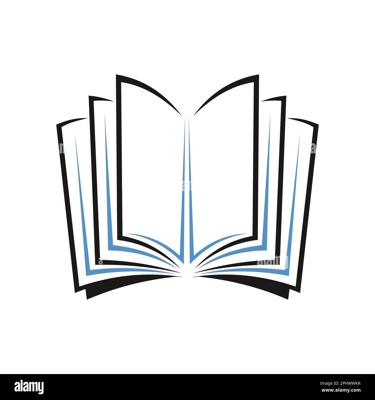Opened book symbol or icon. Bookstore, literature teaching or college ...