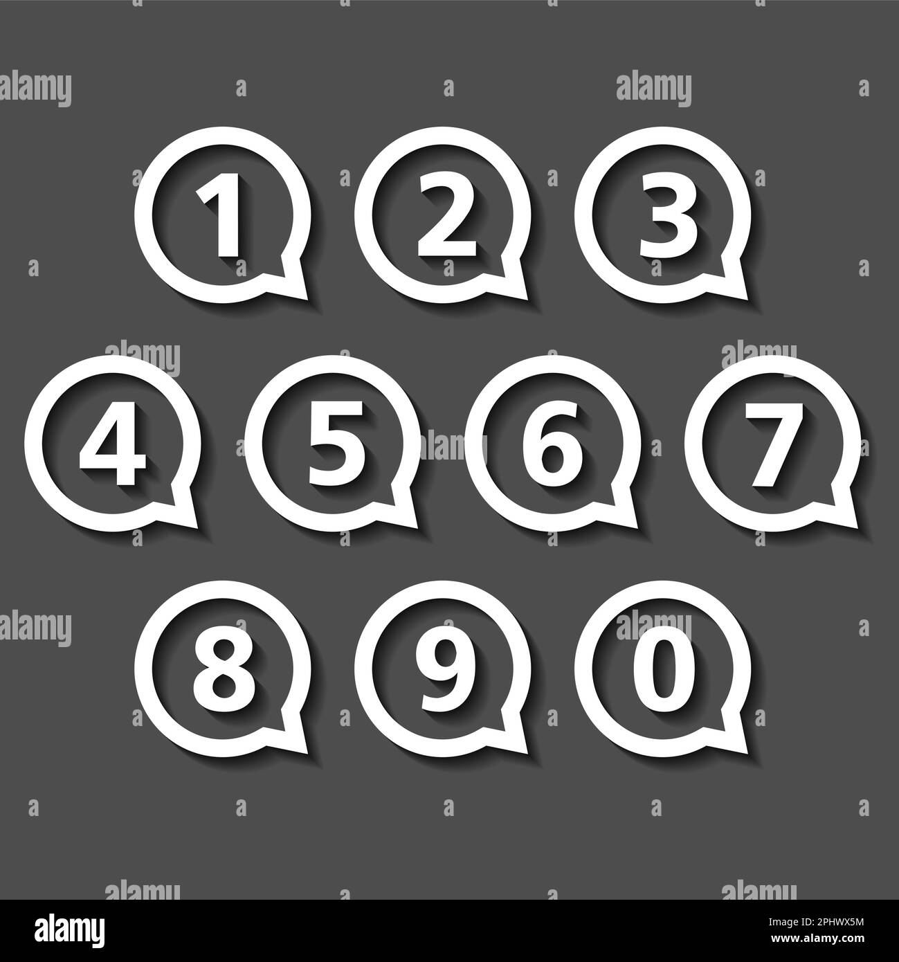 Numbers in round speech bubbles, flat design, vector eps10 illustration ...